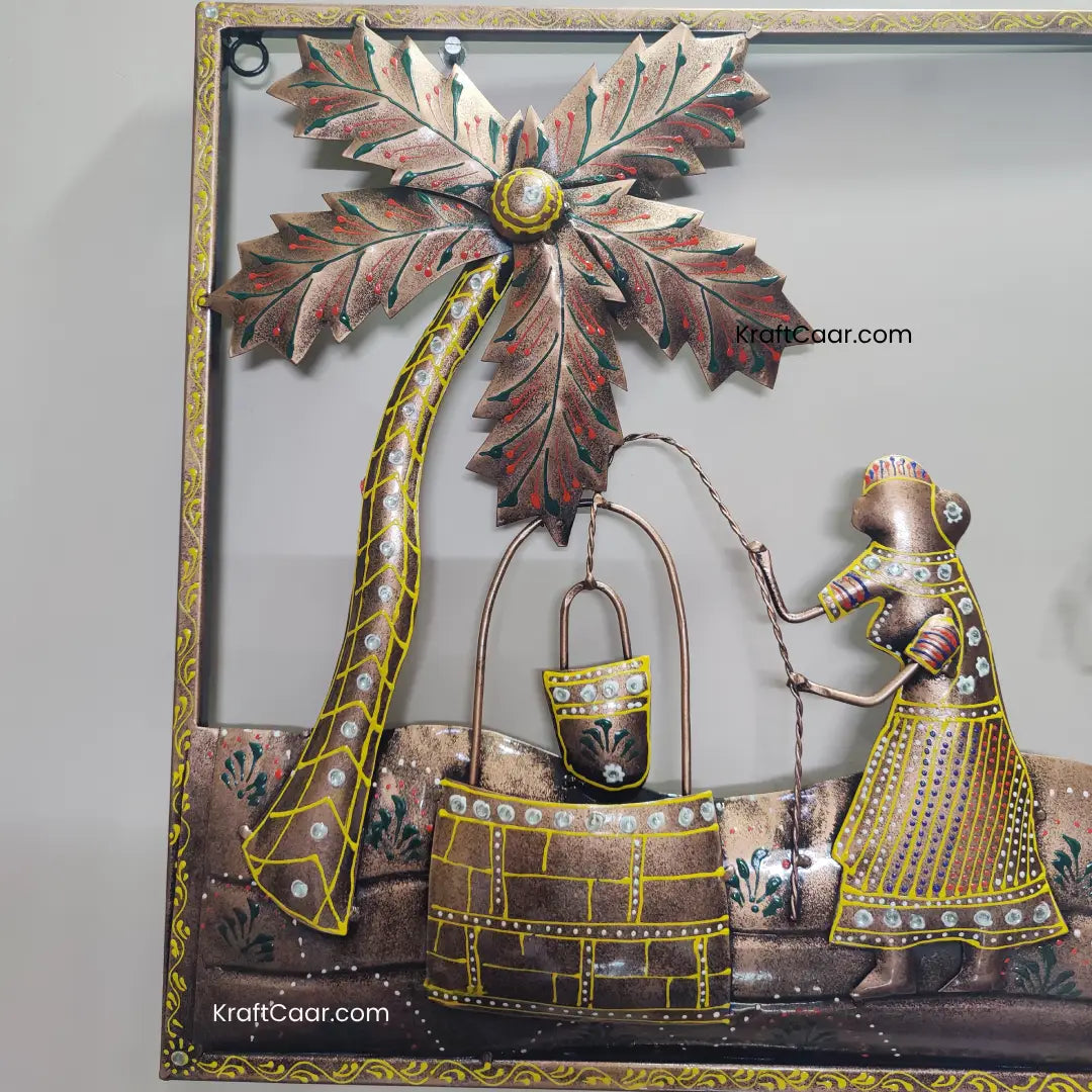 Rajasthan Village Theme Wall Decor with LED By KraftCaar